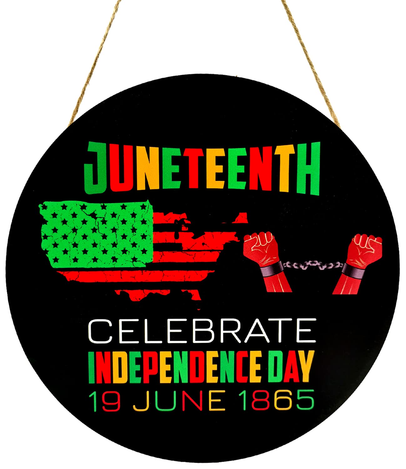 Amazon.com : Juneteenth Hanging Wooden Sign Happy Juneteenth Door ...