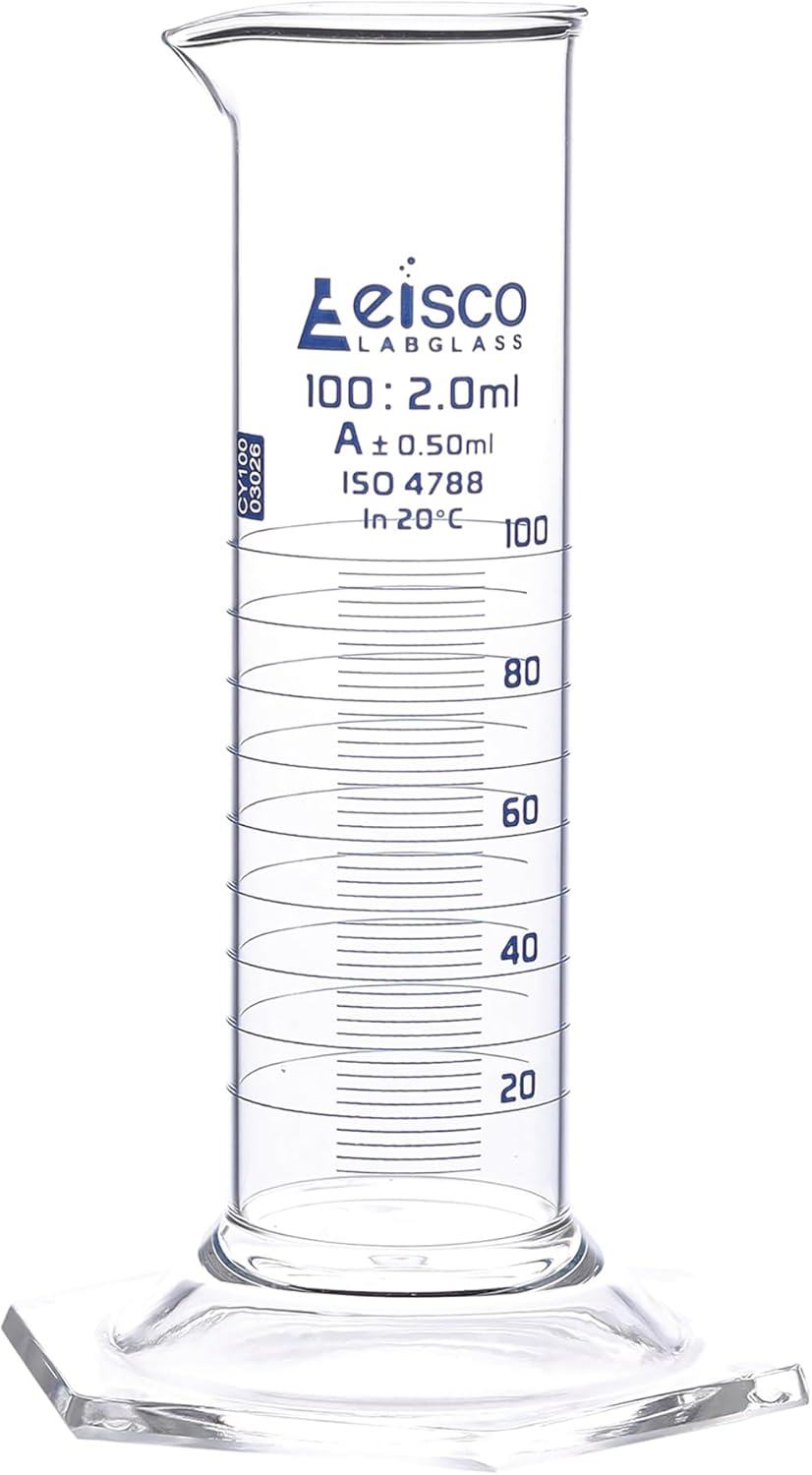 Graduated Cylinder, 100mL - Class A, Tolerance: ±0.50mL - Squat Form ...