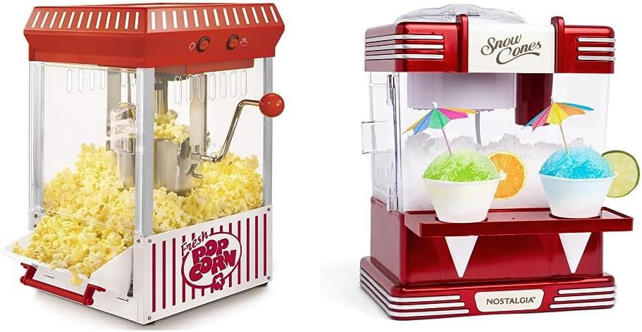 Amazon.com: Nostalgia Popcorn Maker Machine + Snow Cone Shaved Ice ...