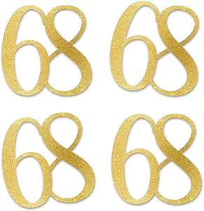 Amazon.com: Gold Glitter 68 Cut-Out Numbers, 68th Birthday Party ...