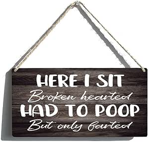 Amazon.com: Rustic Hanging Wood Sign Here I Sit Broken Hearted Had To ...