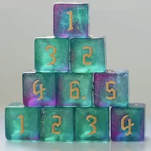 Amazon.com: 10 PC D6 dice 16mm Acrylic Dice Set for RPG MTG DND Dice ...