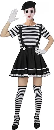 Amazon.com: SOLOTIMES Adult Women French Mime Costume Outfit Girls ...