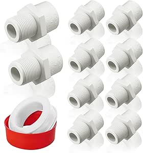 Amazon.com: Boltigen 10Pcs White PVC Pipe Fittings, 1/2 NPT Male Thread ...