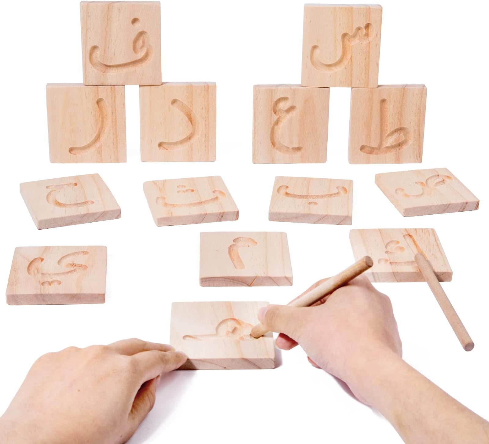 Auvewilo Wooden Letters Practicing Board, Double-Sided Alphabet Tracing ...