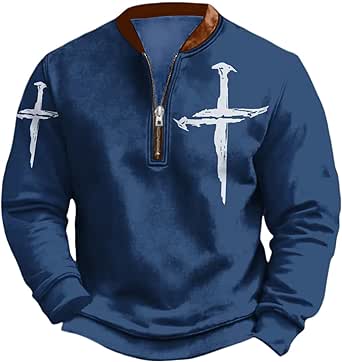 Amazon.com: TBILILO Mens 1/4 Zipper Christian Sweathirts Oversized Long ...
