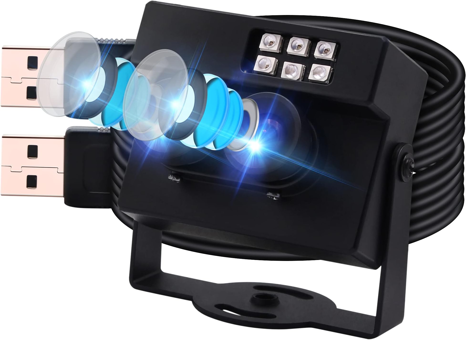 Amazon.com: 1080P USB Camera Dual Lens Day Night Vision Webcam with IR ...