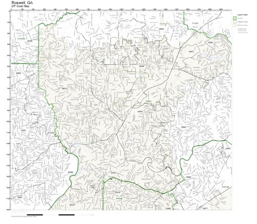 ZIP Code Wall Map of Roswell, GA ZIP Code Map Laminated: Amazon.com ...