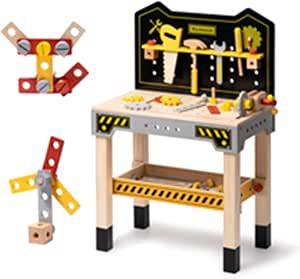 Amazon.com: TURRIDU Classic Wooden Tool Workbench Toy for Christmas ...