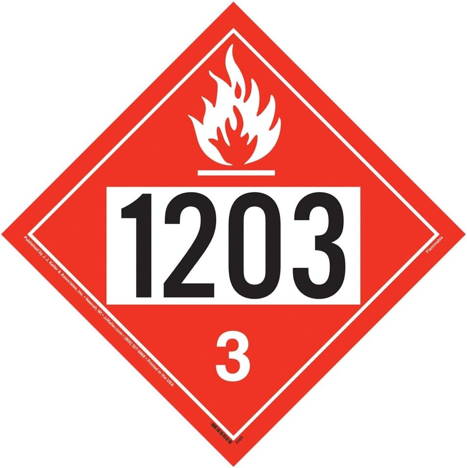 1203 Placard, Class 3 Flammable Liquid 25 Pack, 10.75" x 10.75 ...