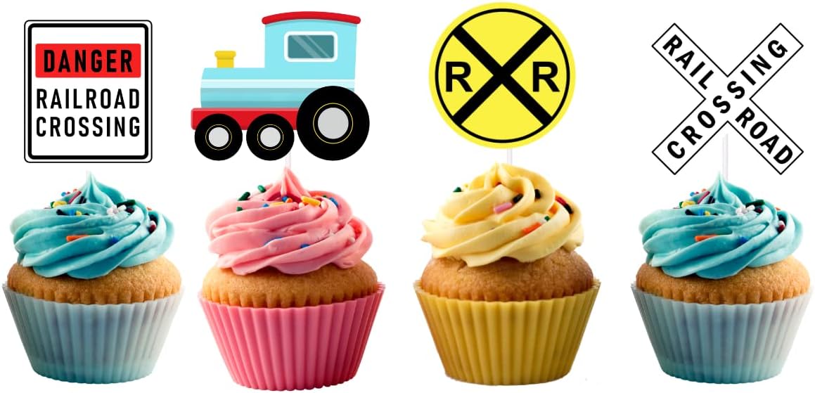 Amazon.com: Train Cupcake Toppers (24 count) - Chugga Chugga Choo Choo ...