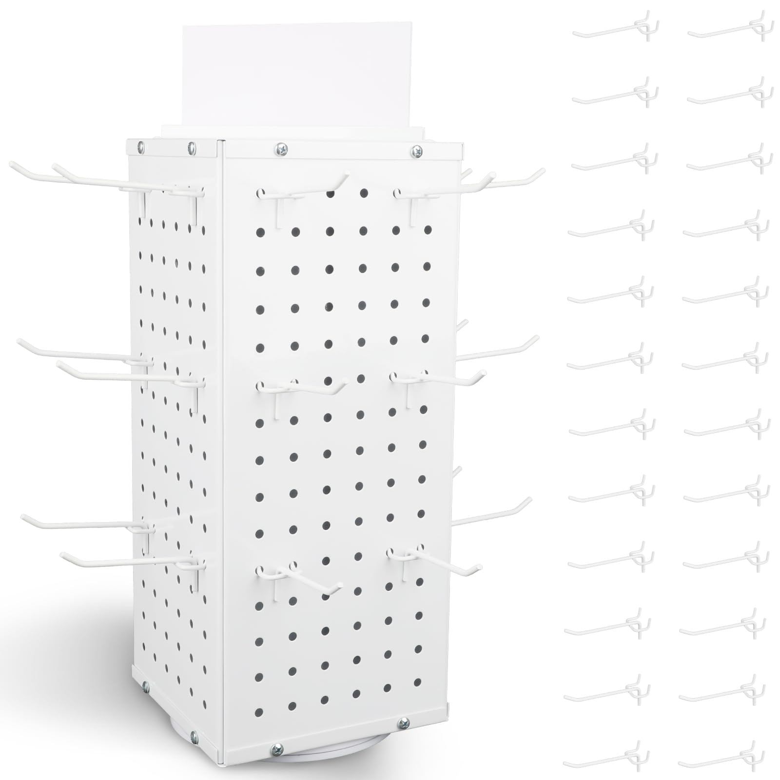 Amazon.com: Zealor Rotating Pegboard Display Stand With 24 Hooks, 4 ...