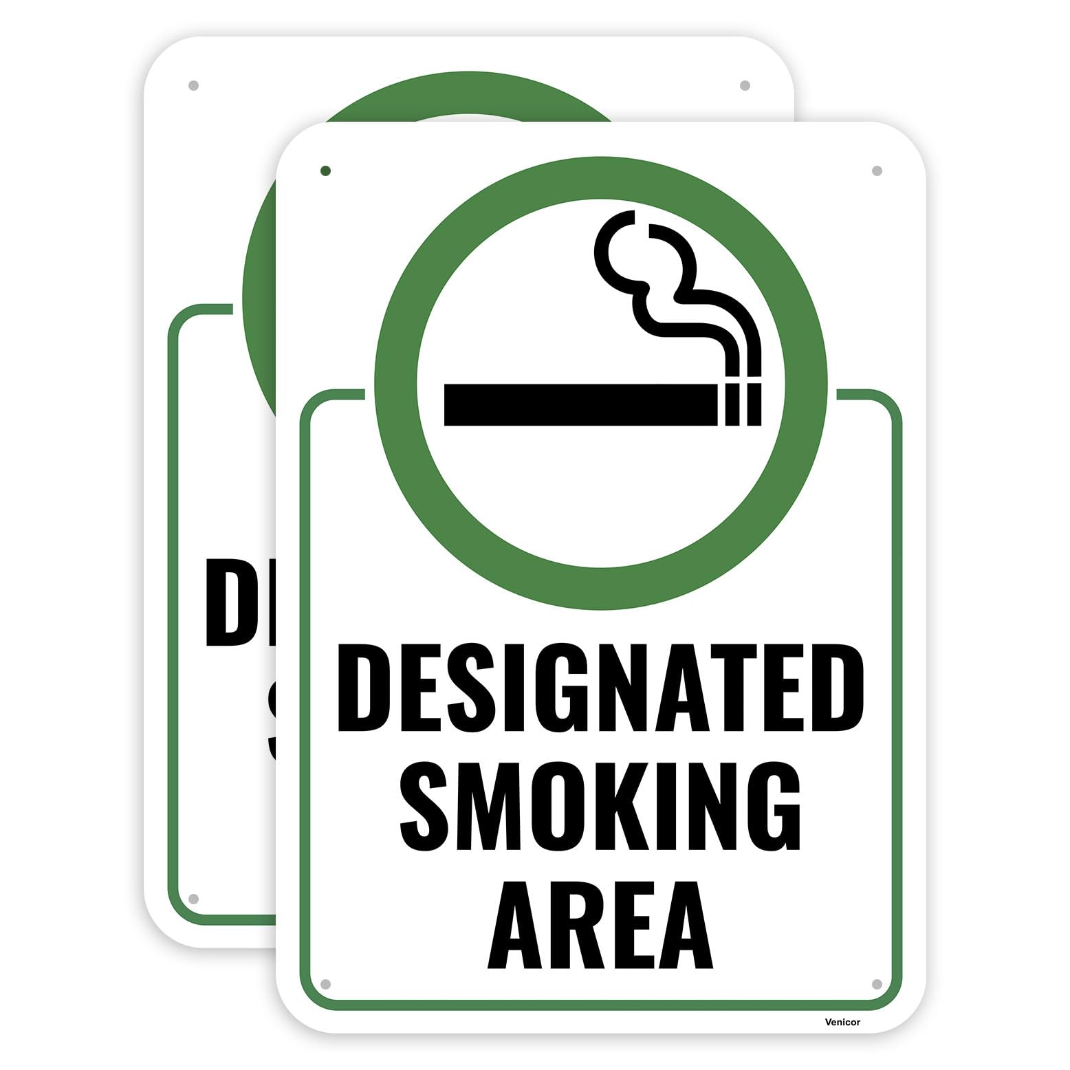 Amazon.com: 2PC Designated Smoking Area Sign, 14 x 10 Inches - Aluminum ...