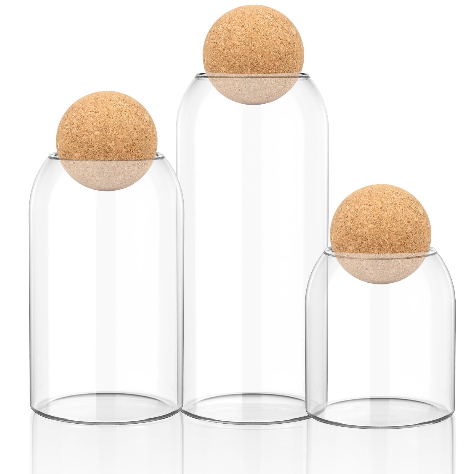 3 Pack Glass Storage Jar with Ball Cork Lid 17oz/28oz/40oz Clear Food ...
