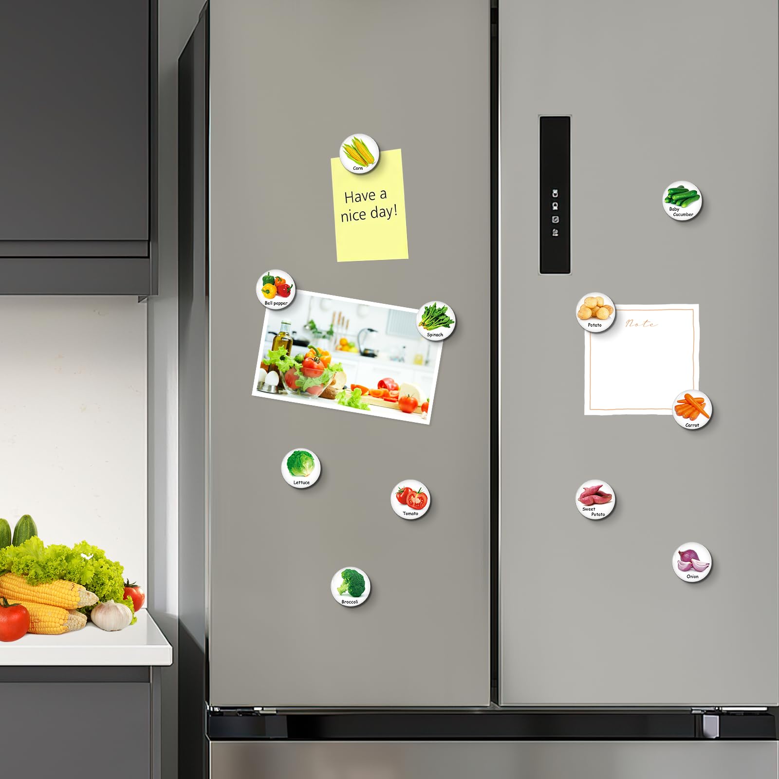 Snapklik.com : 16PCS Food Magnets For Fridge, Cute Vegetable Magnets ...