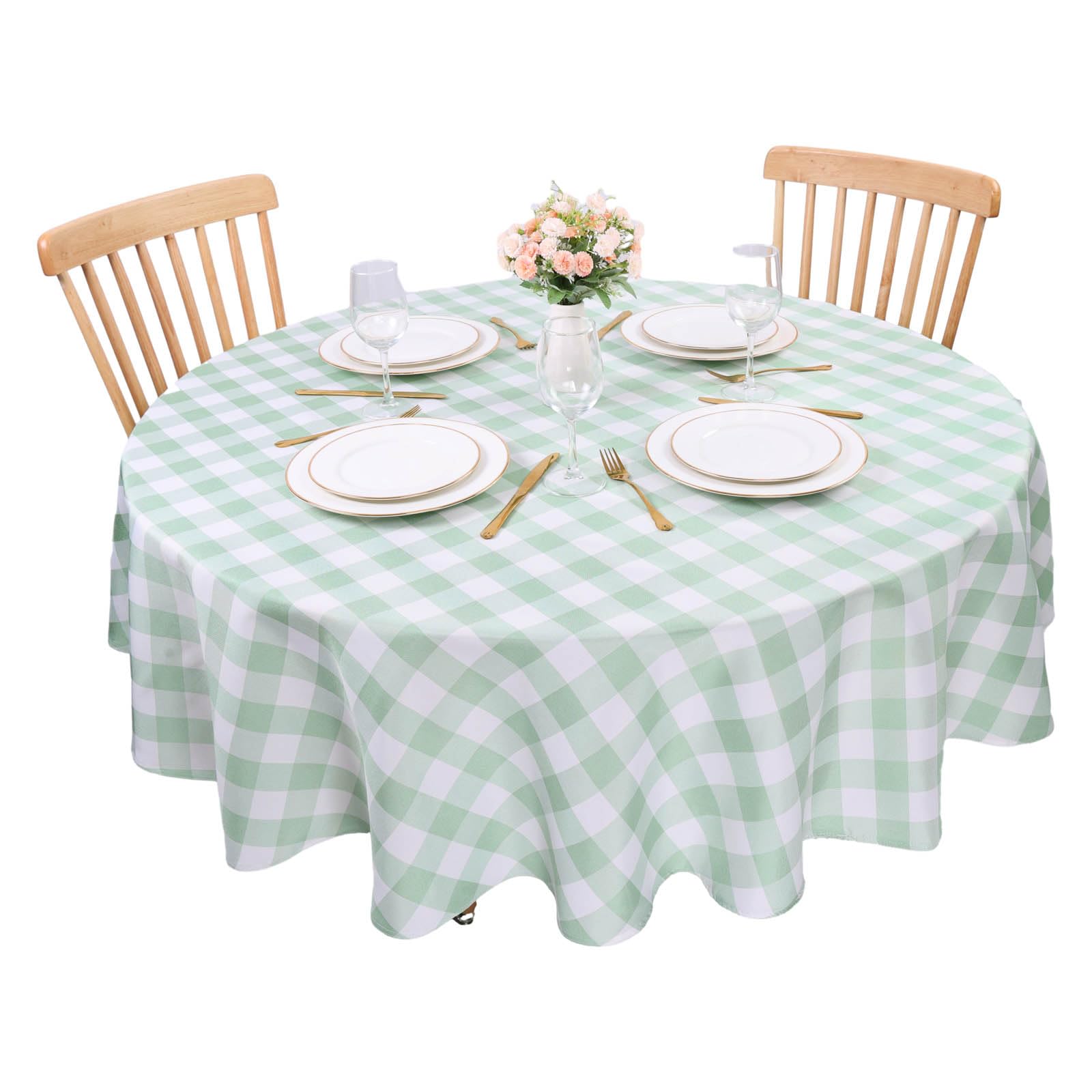 Round Gingham Tablecloths Polyester 60 Inch Diameter, Checkered Table ...