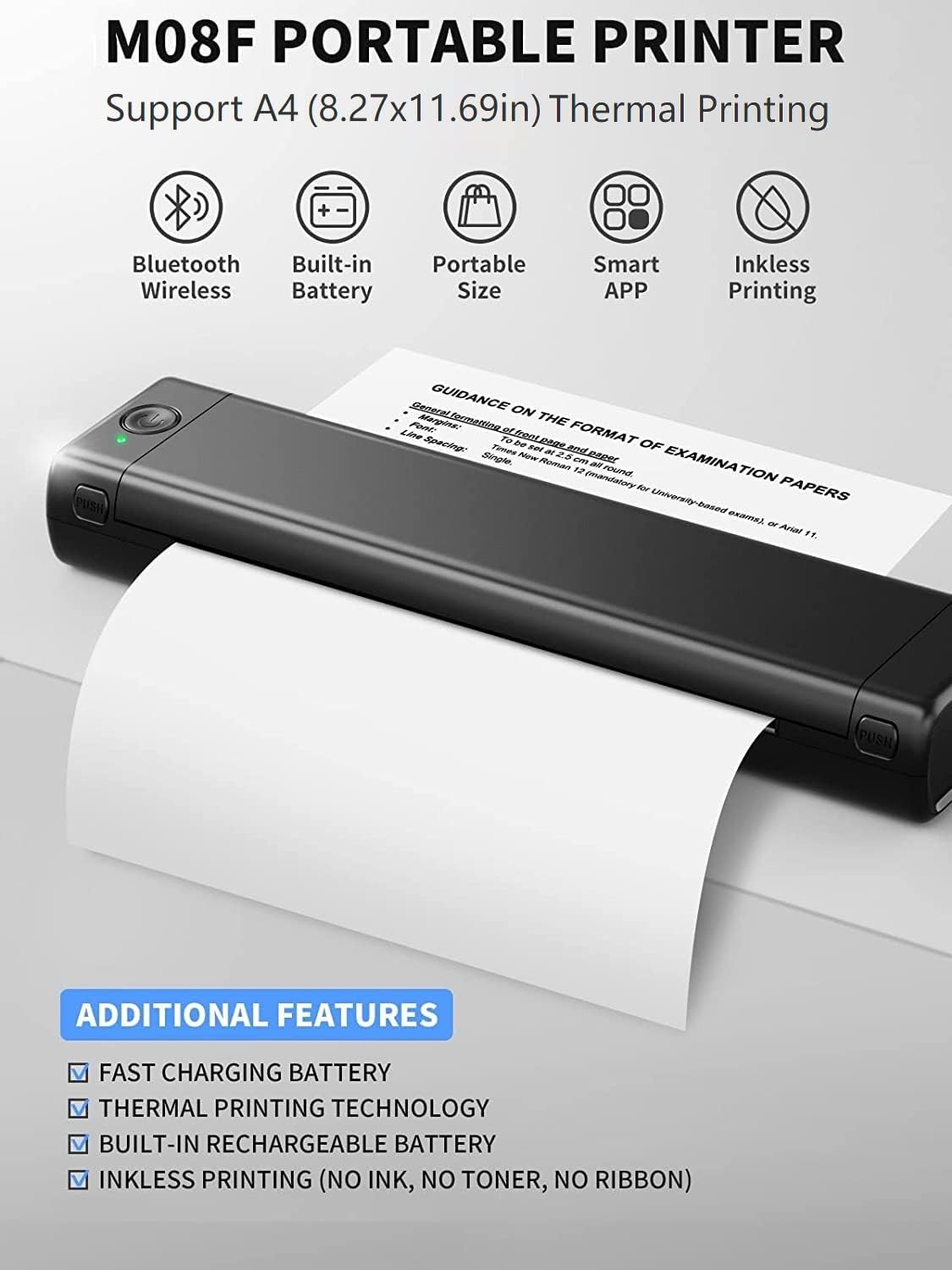 Buy COLORWING Portable Printers Wireless for Travel - M08F Bluetooth ...