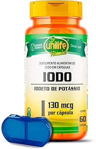 Iodeto Potássio 130mcg Unilife Iodo 60 Cáps + Porta Cápsulas | Amazon ...
