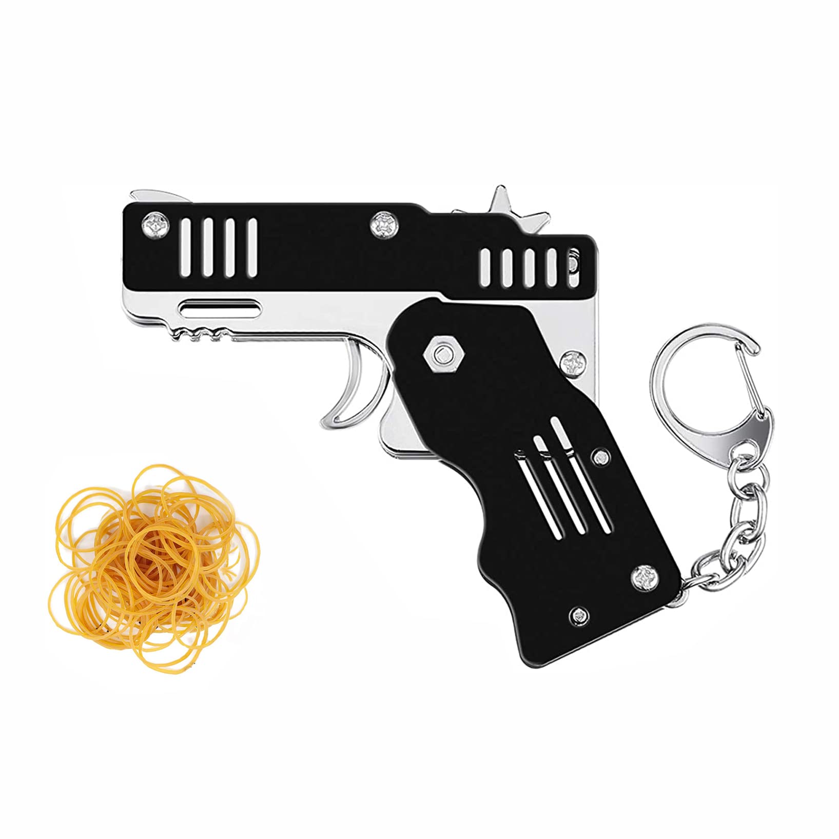Tatibana Rubber Band Gun, Folding Rubber Band Gun Keychain with 60pcs ...