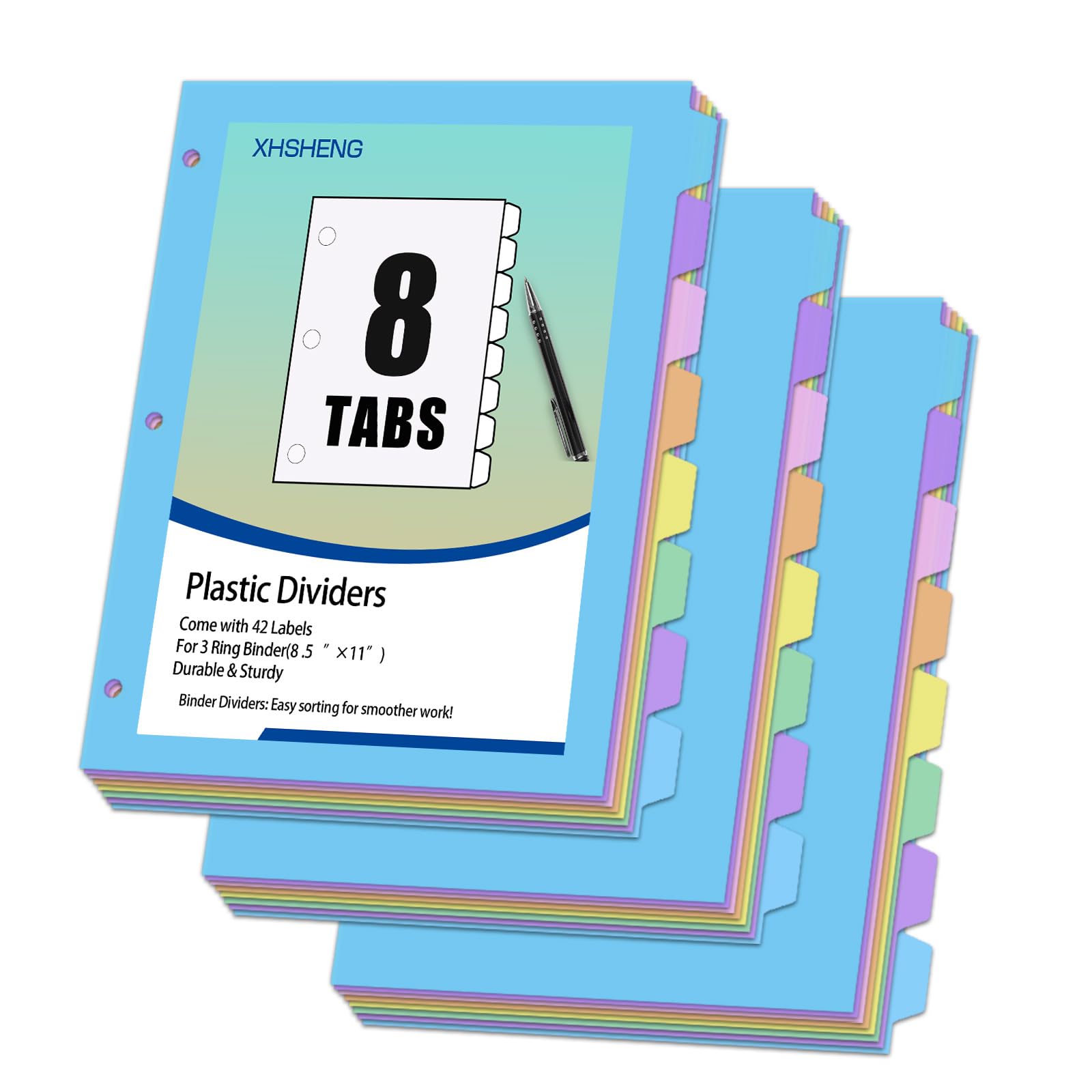 Snapklik.com : 24Pcs/3 Sets Binder Dividers For 3 Ring Binder,8 Tab ...