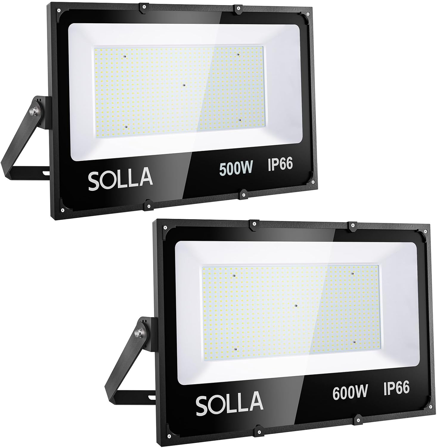 SOLLA 2 Pack Led Flood Light 500W and 600W, 6000K 100LM/W Daylight ...