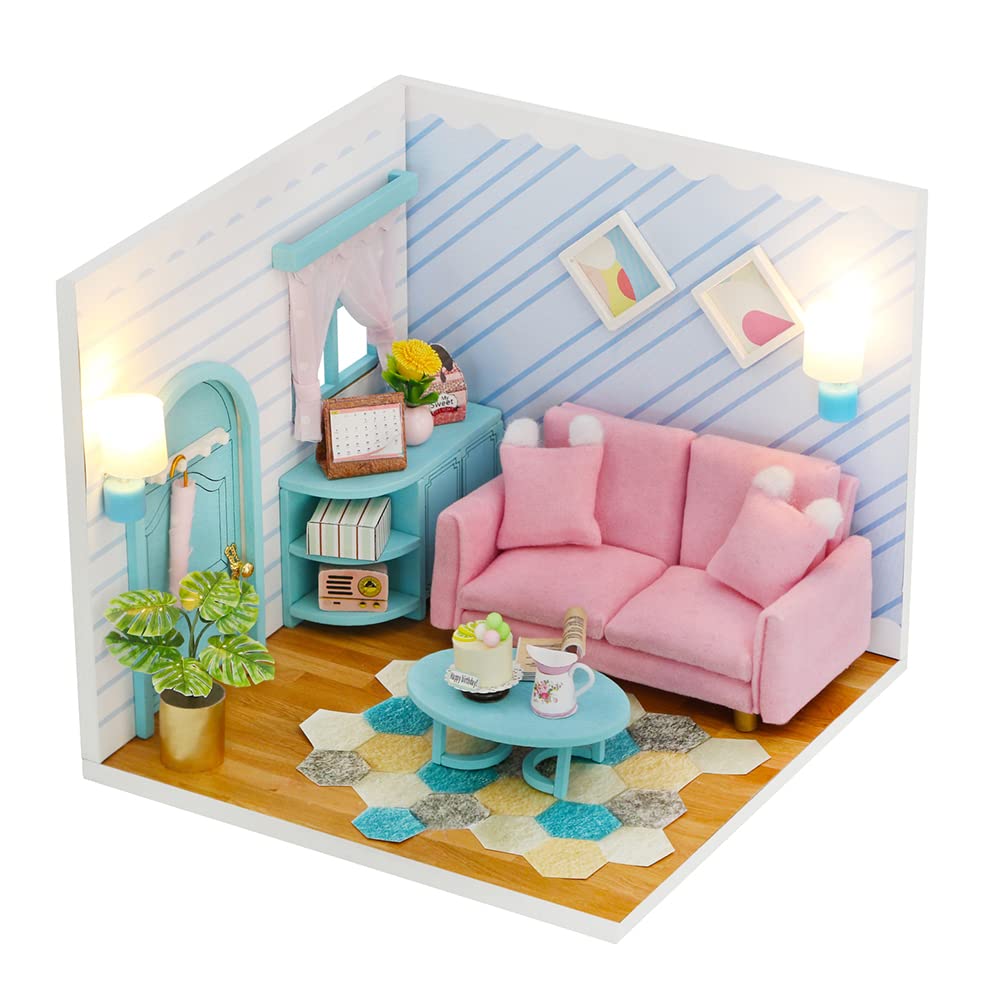 Amazon.com: Kisoy Dollhouse Miniature with Furniture Kit, DIY 3D Wooden ...
