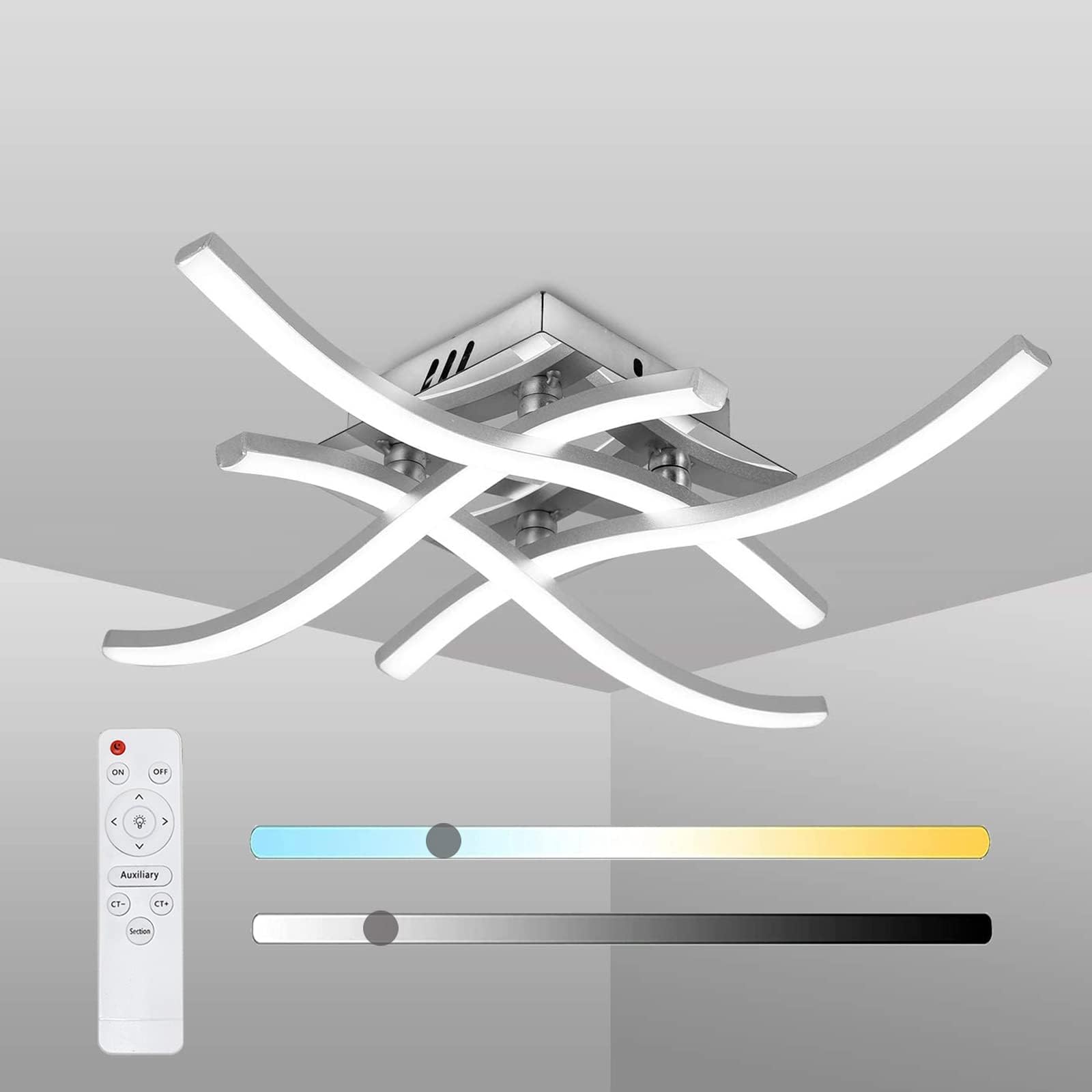 LED Ceiling Light Dimmable Elegant Curved Design LED Ceiling Lamp 4 ...