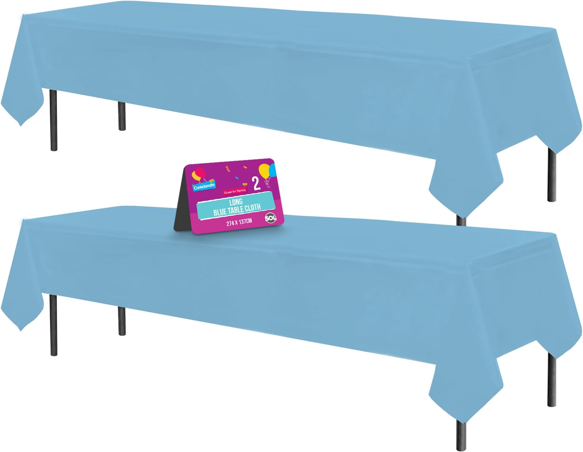 SOL 2pk Long Red Table Cloth Party 274x137cm Plastic Cover Disposable ...