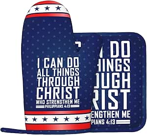 Amazon.com: Philippians 4:13 Bible Verse Cool Christian Oven Mitts and ...