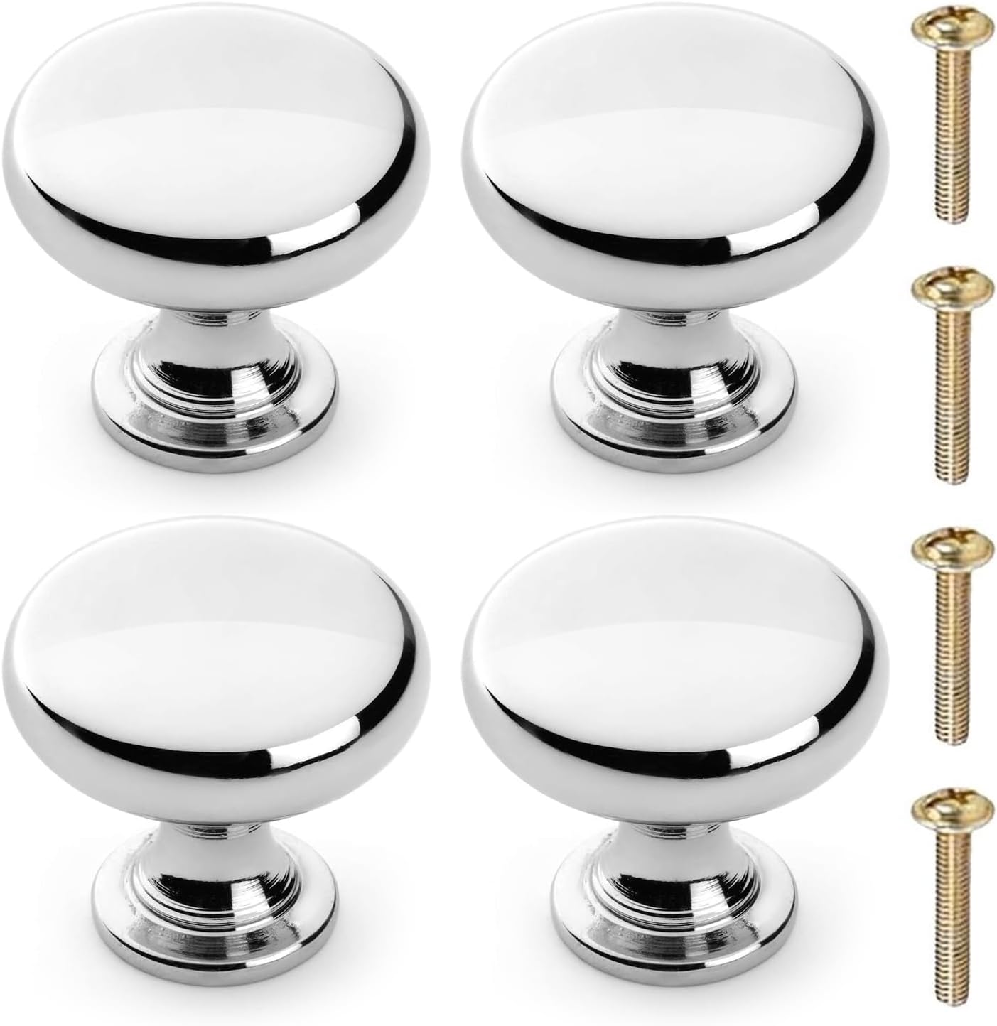WNXBFO Cupboard Door Knobs Set of 8 - Cupboard Door Handles Polished Chrome Mushroom Handles ...