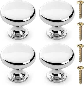 SULIVES Silver Cabinet Door Knobs Set of 4 - Cupboard Door Handles ...