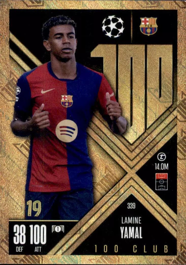 Match Attax Extra 2024 2025 Lamine Yamal 100 Club Trading Card : Amazon ...