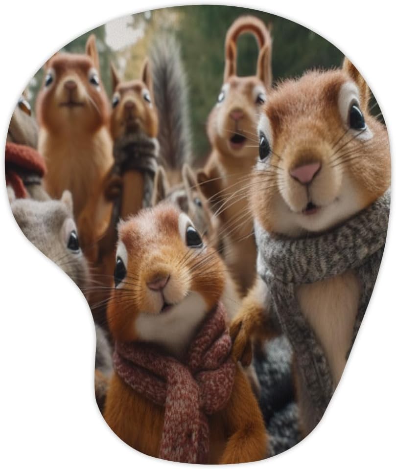 Amazon.com: Squirrel Party Mouse Pad with Wrist Support-Bottom Nonslip ...