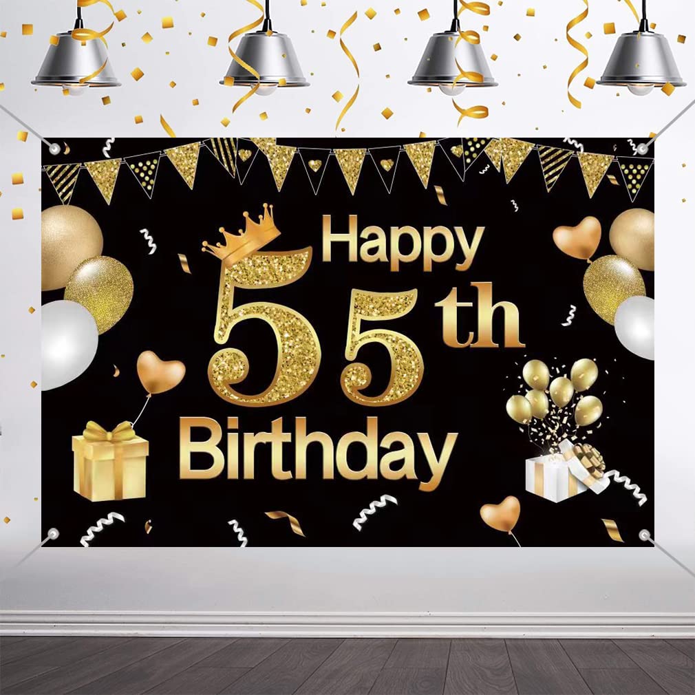 55th Birthday Decorations Happy 55th Birthday Backdrop for Men and ...