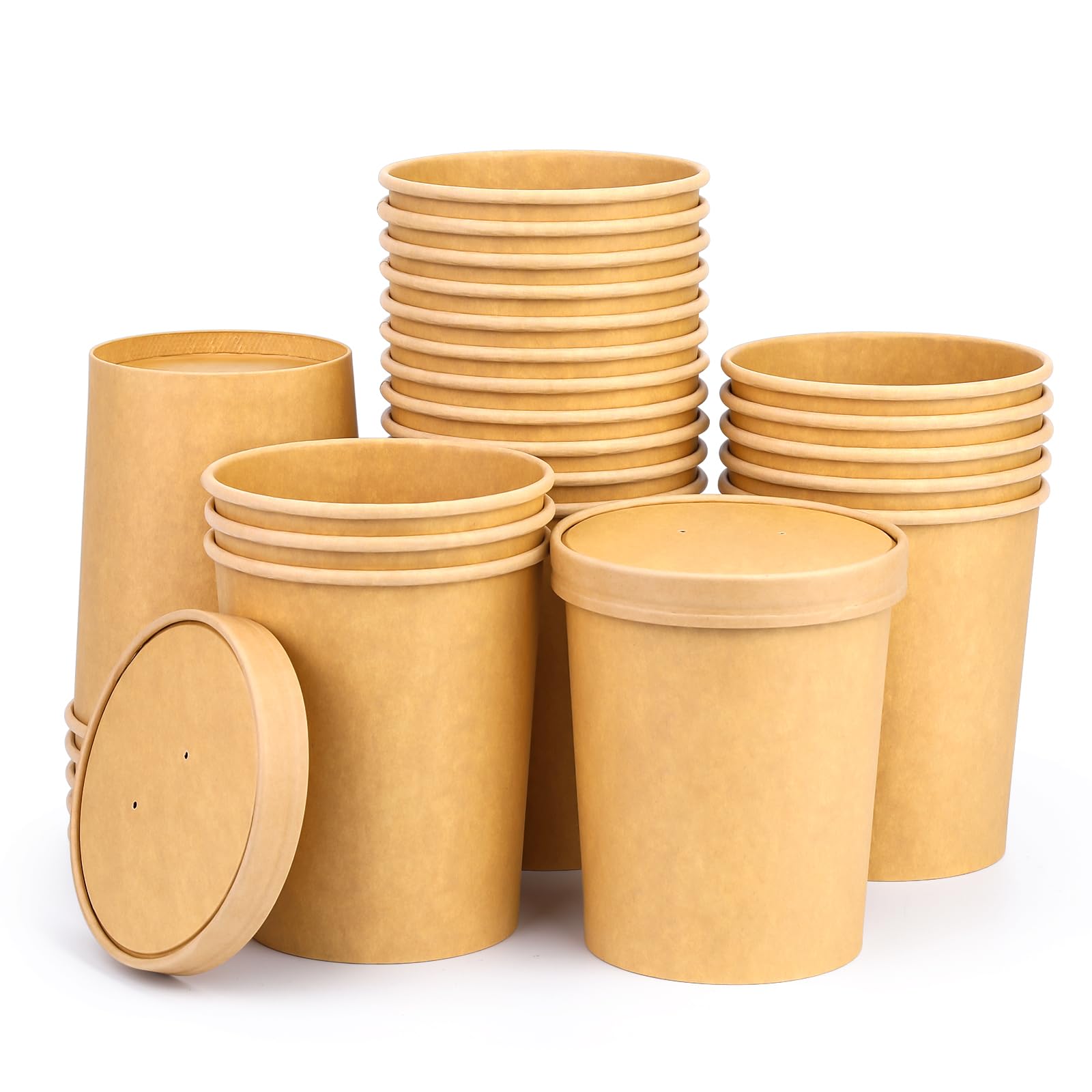 Amazon.com: Giwrmu 32 Oz Compostable Paper Soup Cups, 25 Pack Kraft ...