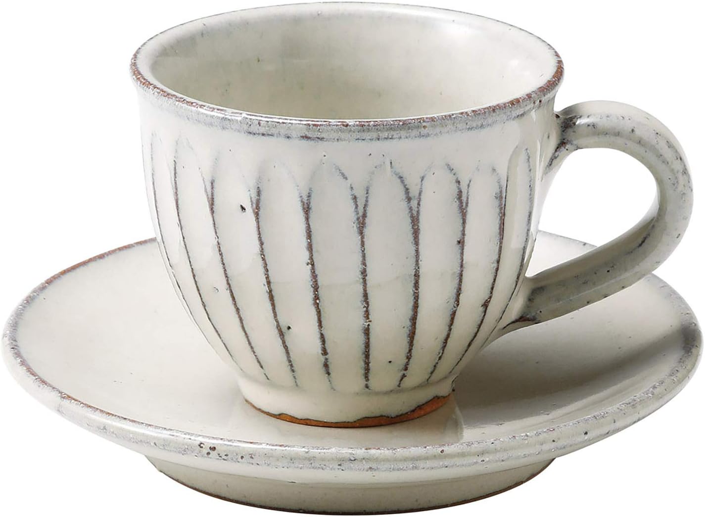 Amazon｜丸伊製陶 信楽焼 へちもん コーヒーカップ&ソーサー 白釉彫 丸型 容量約180ml 陶製 日本製 MR-3-3264｜カップ ...