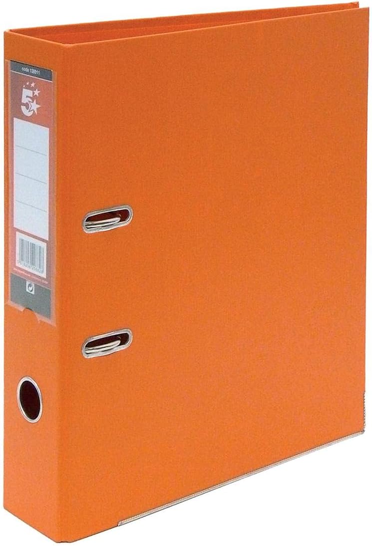 5 Star Office 138911 A4 Plastic Lever Arch File - Orange (Pack of 10 ...