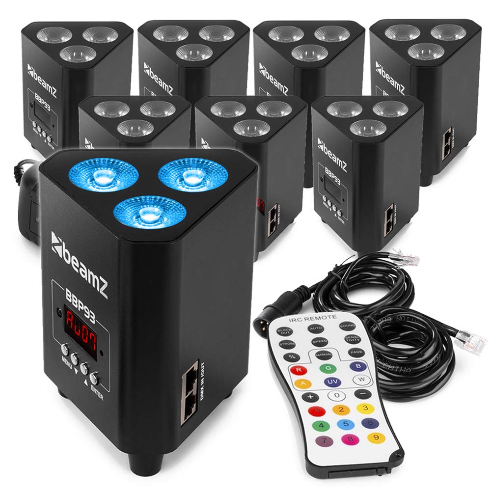 BeamZ BBP93 LED Wireless Battery Uplighter Package of 8 - Rechargeable ...
