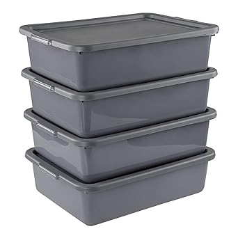 Amazon.com: Jekiyo 13 L Plastic Bus Tray with Lid, 4 Pack Bus Tub Box ...
