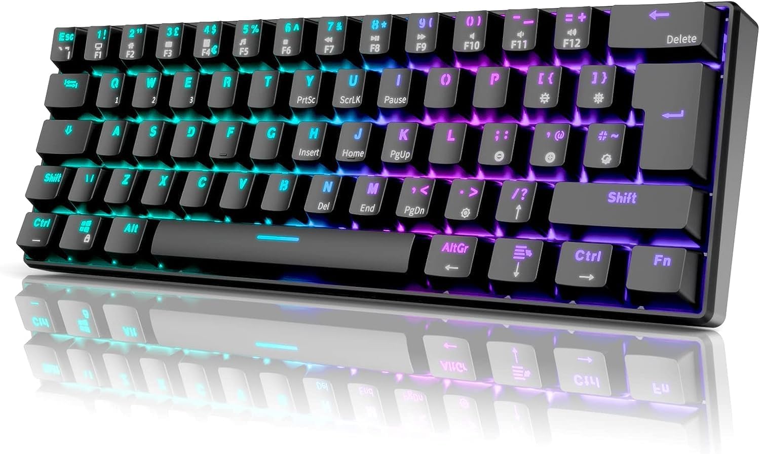RK61 RGB Oyun Klavyesi, Mekanik Klavye 2,4 GHz Kablosuz/Bluetooth/Kablolu%60 TKL Klavye, 61 ...