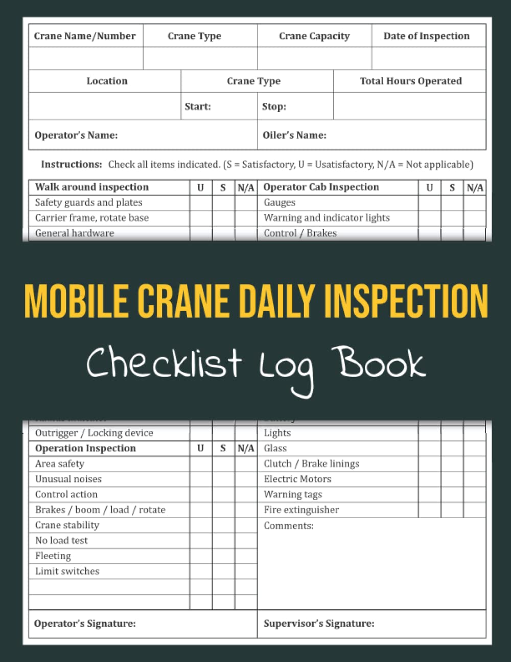 Buy Mobile Crane Daily Inspection Checklist Log Book: Crane Operator ...