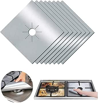 Lanjue 10 Pieces Gas Hob Protectors, Non-Stick Stove Cover Reusable ...