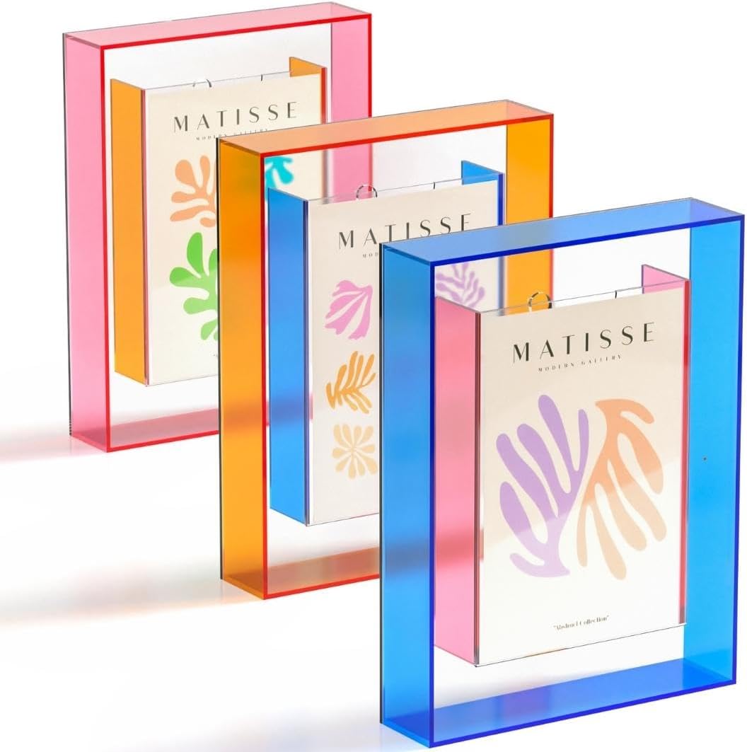 Amazon.com - Una Haven Set of 3 Acrylic Floating Picture Frames, Color ...
