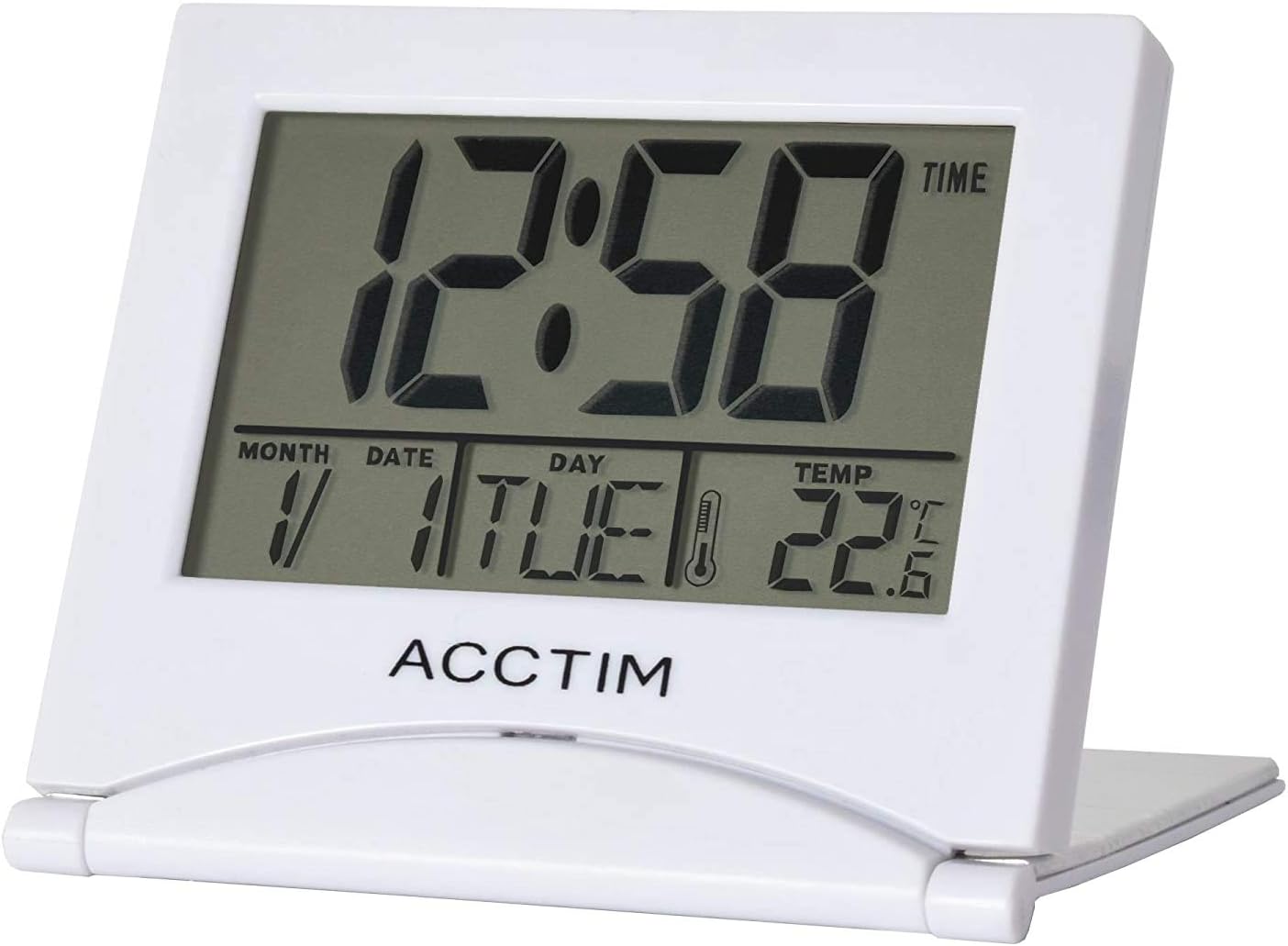 Acctim Mini Flip 2 Folding Travel LCD Alarm Clock White 15782 : Amazon ...