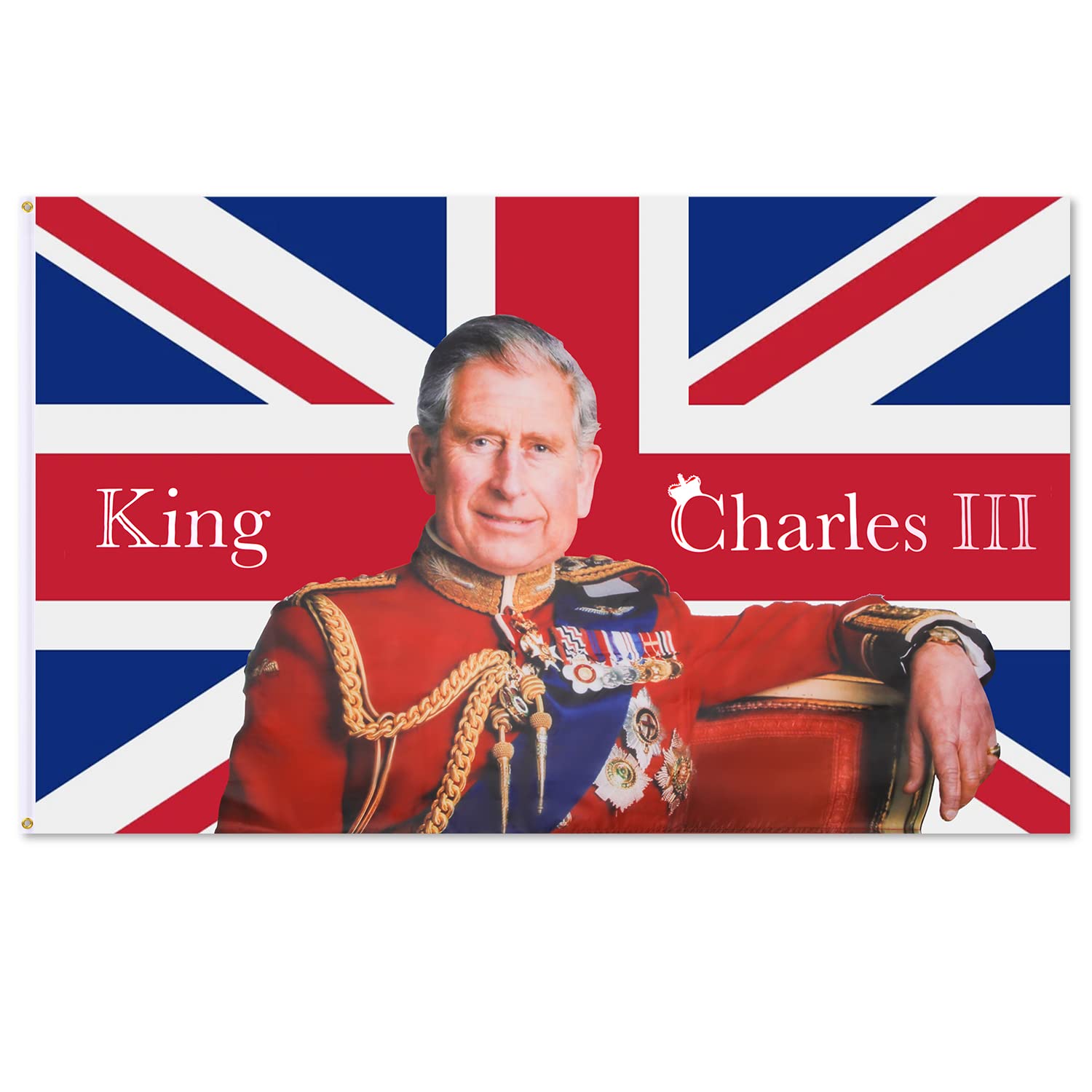 King Charles III Union Jack Flag, King Flag 5ft x 3ft King Charles 3rd ...