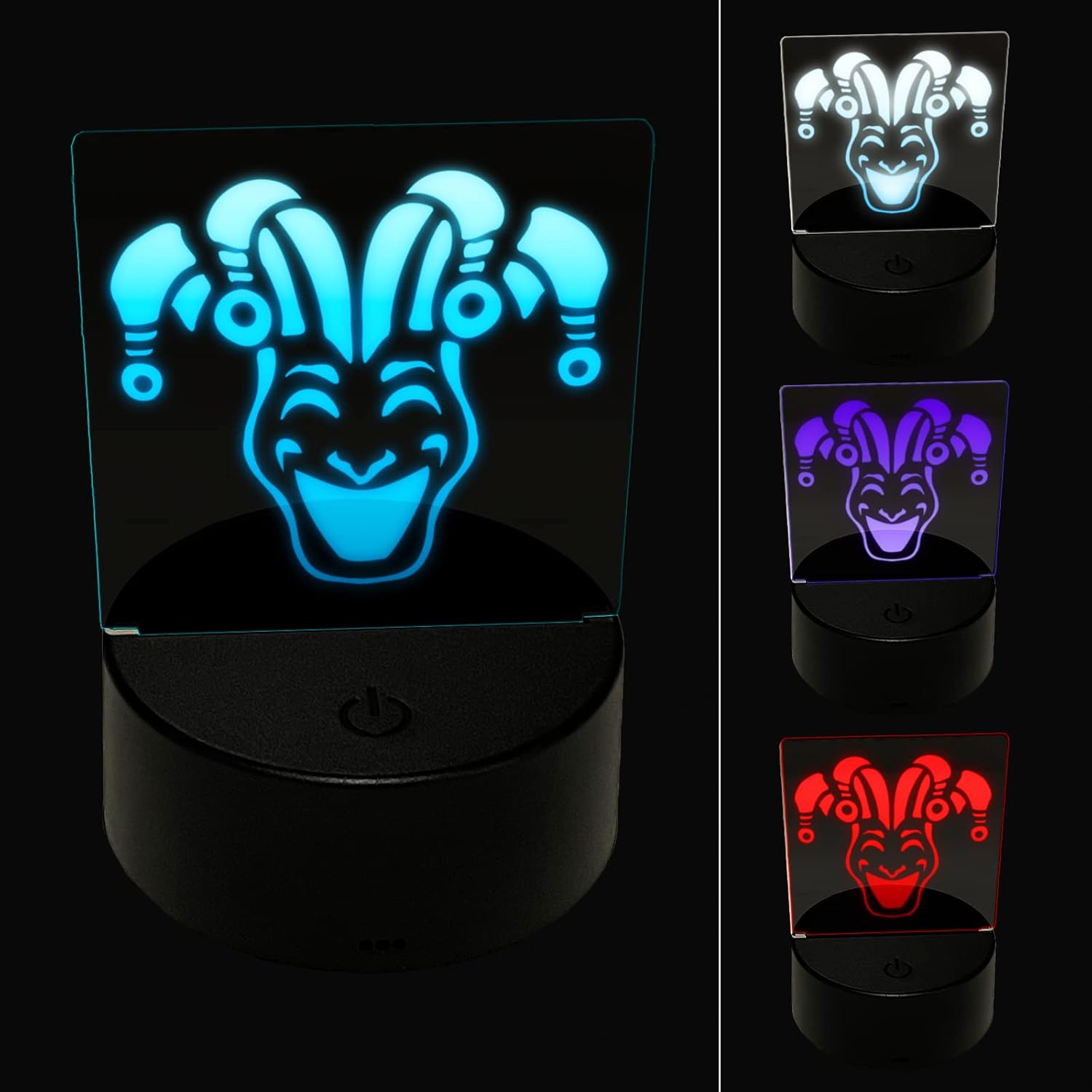 Sniggle Sloth Jester Clown Joker Face Mardi Gras 3D Illusion LED Night ...