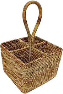 Amazon.com: YZJSSL Rattan Storage Basket Four Grid Wine Glass Remote ...