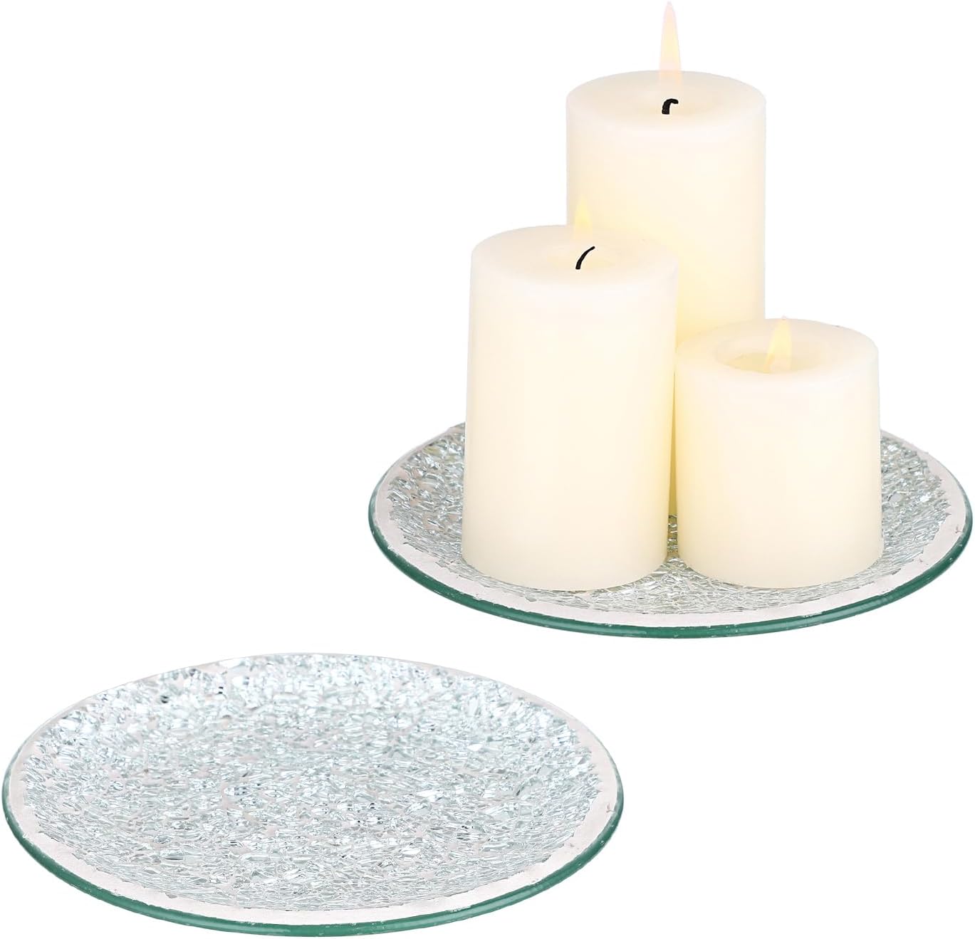 Amazon.com: OwnMy 2PCS Mosaic Glass Candle Plates 6 Inch Pillar Candle ...