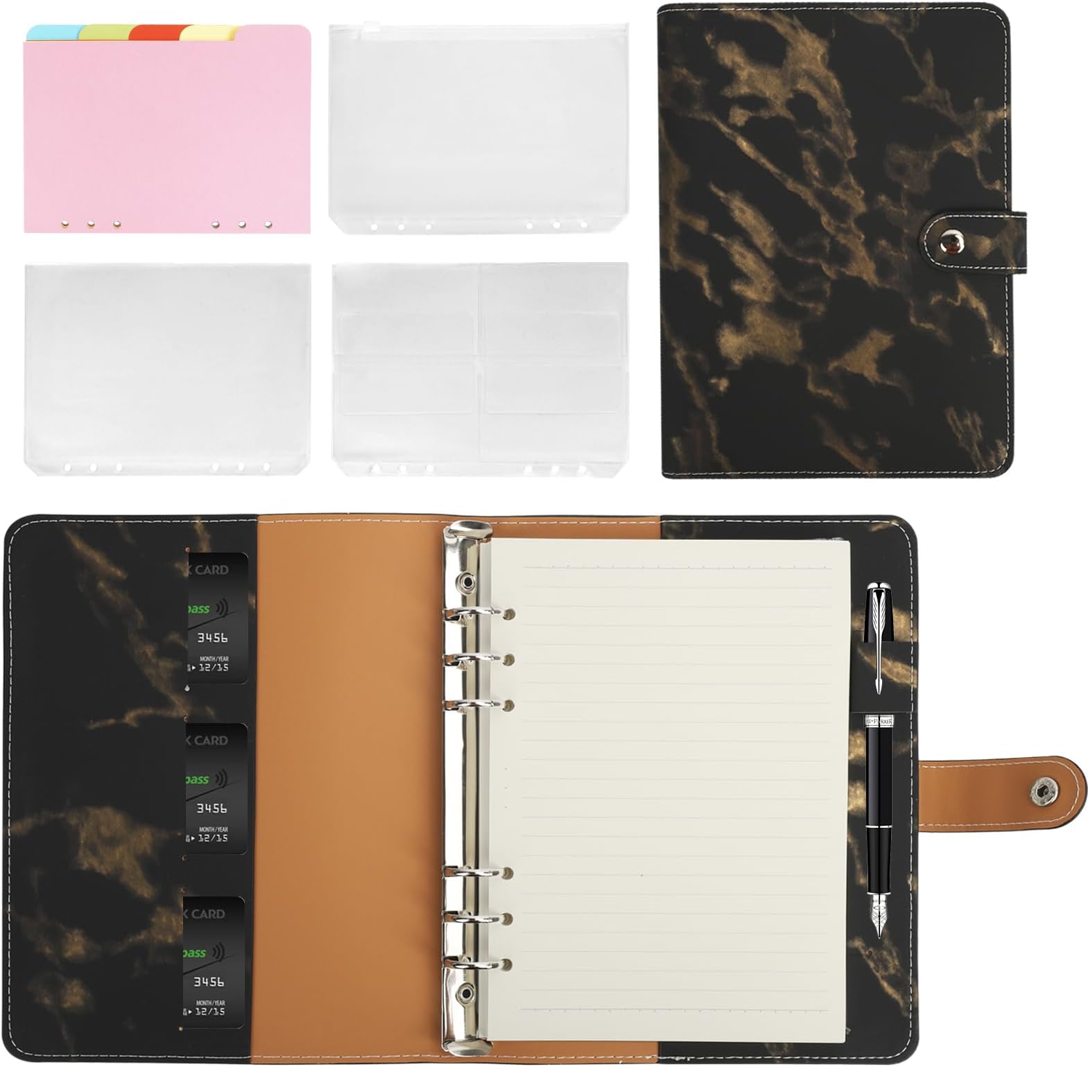 Mlife A5 Notebook Binder Set - 6 Ring PU Leather Planner,5 PCS File ...