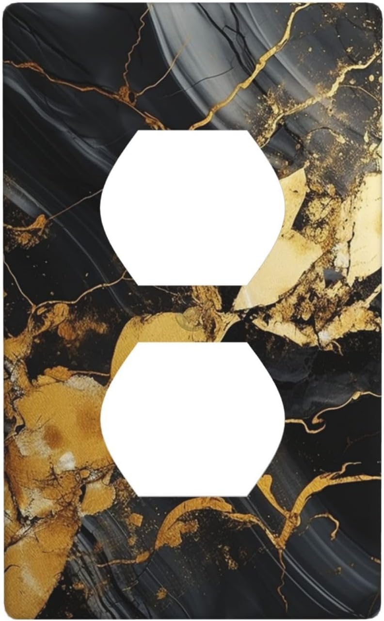 Black Gold Marble Texture Decorative Wall Plate Light Switch Cover ...